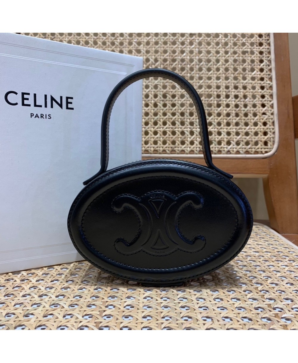 CELINE OVAL MINAUDIERE CUIR TRIOMPHE IN SMOOTH CALFSKIN